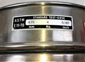 ASTM E11-70 Standard #4 Stainless Steel 8" Sieve with 4 | QP